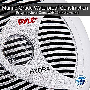 Pyle 6.5” Dual Marine Speakers - 2 Way Waterproof and Weather Resistant Outdoor Audio Stereo Sound & Bluetooth Marine Receiver Stereo - 12v Single DIN Style Boat in Dash Radio Receiver System