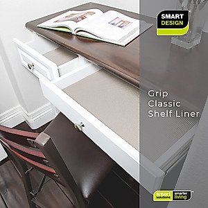 Smart Design Classic Grip Shelf Liner - Non Adhesive, Strong Grip Bottom, Easy Clean Kitchen Drawer, Cabinet, Cupboard Dresser Protector Cover, Non Slip Rubber Mat - (18-inch X 5-feet,Taupe)