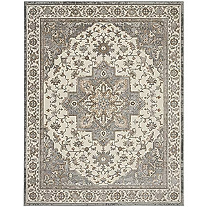 Kathy Ireland Grand Villa Persian Light Grey 8' x 10' Area -Rug, Easy -Cleaning, Non Shedding, Bed Room, Living Room, Dining Room, Kitchen (8x10)