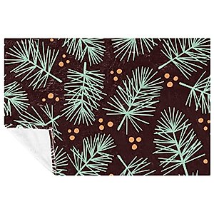 Fir Tree Branches and Berries Prints Soft Warm Cozy Blanket Throw for Bed Couch Sofa Picnic Camping Beach, 150×100cm