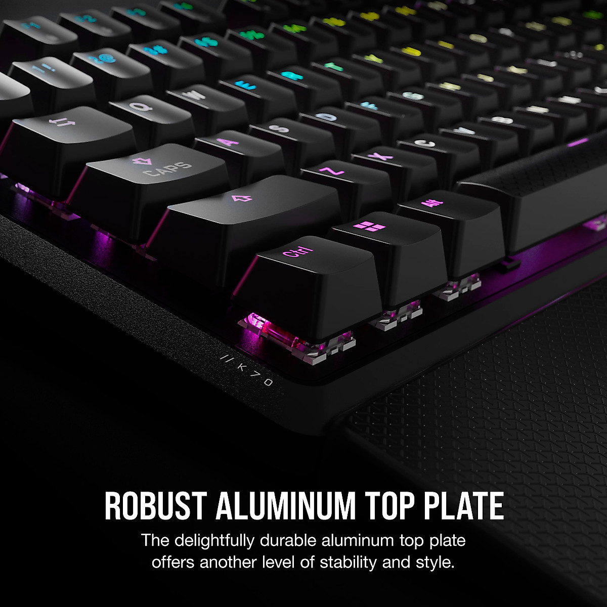 CORSAIR K70 CORE RGB Mechanical Gaming Keyboard with Palmrest - Pre-lubricated Corsair MLX Red Linear Keyswitches - Sound Dampening - Media Control Dial - iCUE Compatible - QWERTY NA Layout - Black