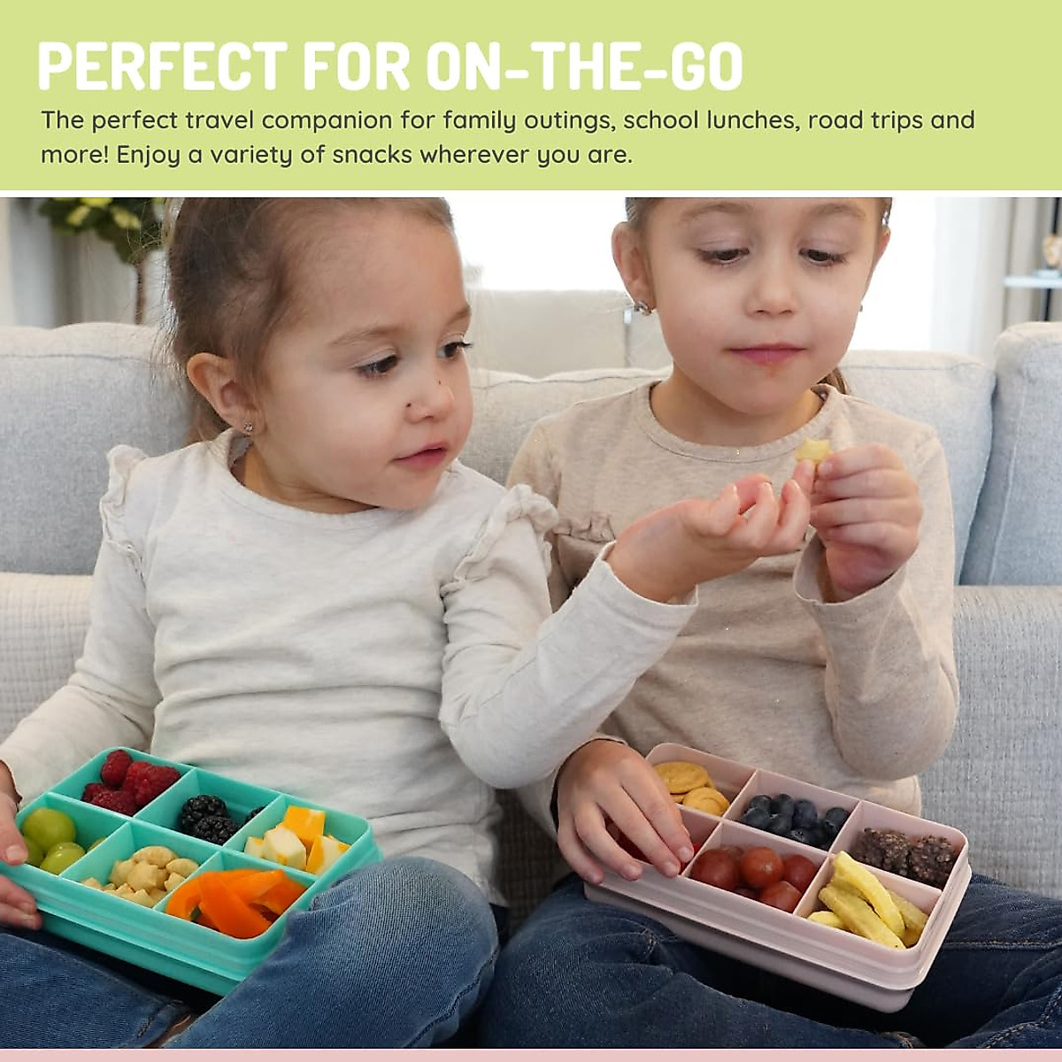 melii Mini Snackle Box – 6 Compartments, Divided Snack Container, Food Storage for Kids and Adults, Removable Dividers, Arts & Crafts, Beads, BPA-Free, Blue