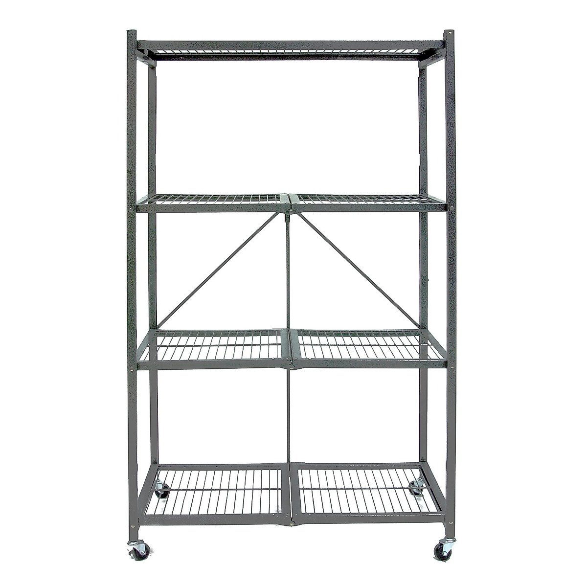 Origami 4-Shelf Foldable Storage Shelves | for Garage Kitchen Bakers Closet, Metal Wire, Collapsible Organizer Rack, Holds up to 1000 pounds, Powder-Coated Steel, Heavy Duty | Pewter