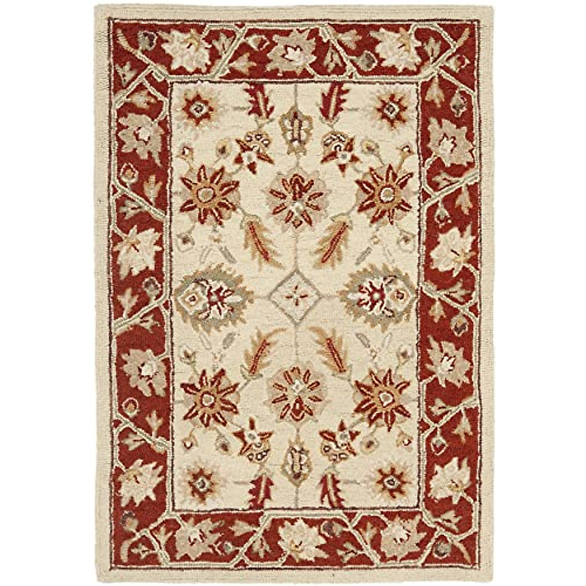 SAFAVIEH Chelsea Collection Accent Rug - 2'6" x 4', Ivory & Rust, Hand-Hooked French Country Wool, Ideal for High Traffic Areas in Entryway, Living Room, Bedroom (HK719A)