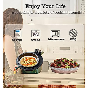 50 Pack 7-Inch Round Aluminum Foil Pans, Disposable Tin Cake Pie Pans, Foil Liners for Air Fryer, Food Containers for Storage, Baking, Roasting, Meal Prep, Reheating