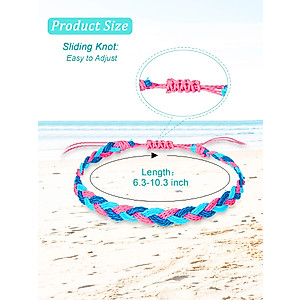 Hicarer 29 Pcs Surfer Wave Bracelet for Women Adjustable Summer Beach Bracelets Handmade Waterproof Braided Rope Bracelets(Summer Style)