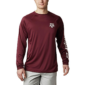 Columbia NCAA Texas A&M Aggies Men's Terminal Tackle Long Sleeve Shirt, 2X Big, TAM - Deep Maroon/White