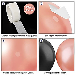 Black Rose Gold Balloons Garland Arch Kit, 112Pcs Rose Gold Black Confetti Latex Balloon Party Decorations for Birthday Bridal Wedding Shower Graduation Retirement Decor