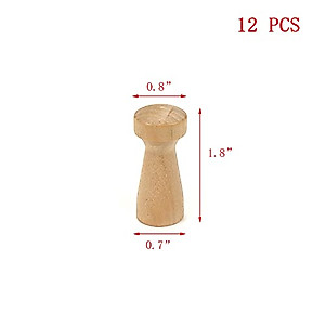 Dnyta 12PCS Wooden Coat Hooks Heavy Duty Wall Mounted Hooks with Screws for Hanging Coats, Towels, Clothes-Unfinished