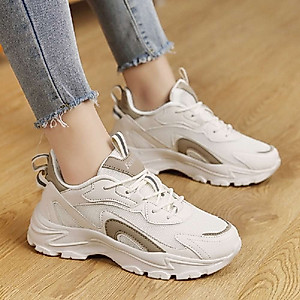mitvr Women's Lightweight Fashion Sneakers Casual Athletic Platform Shoes Sport Running Walking Shoes,Beige Khaki EU42=10 M US