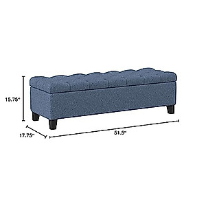 Christopher Knight Home Ottilie Fabric Storage Ottoman, Dark Blue, 17.75"D x 51.5"W x 15.75"H