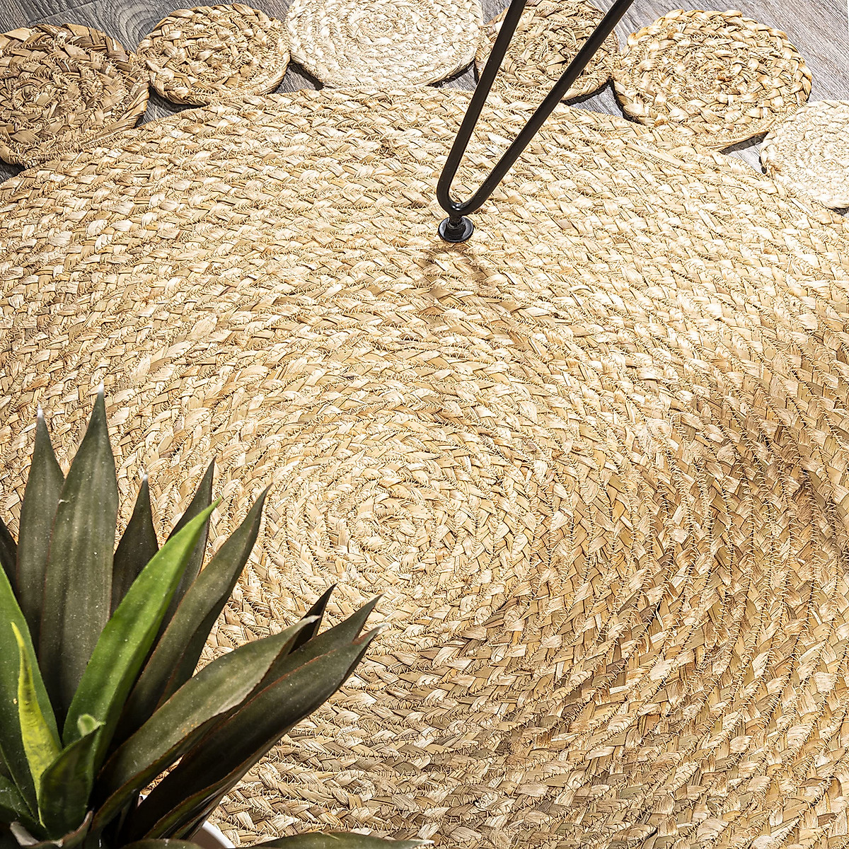 JONATHAN Y RNF102A-5R Eden Round Natural Jute Hippie Circle Indoor Area-Rug, Natural Fibers, Geometric, Bohemian Easy-Cleaning,Bedroom,Kitchen,Living Room,Non Shedding, Natural, 5' Round