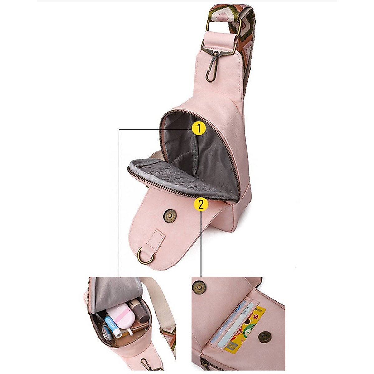 Sling Bag for Women Fanny Pack Crossbody Bags for Women Chest Bags Cross Body Purse PU Shoulder Backpack for Women Men Teen Girls (Brown)