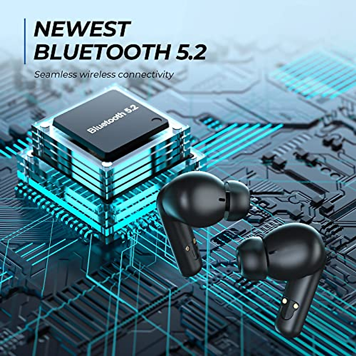 Wireless Earbuds Active Noise Cancelling, NyPots A8 ANC Bluetooth Earbuds Wireless Charging, Transparent Mode Headphones, IPX8 Waterproof Earphone, 32H Playtime Headset