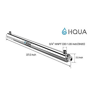 HQUA-OWS-12 Ultraviolet Water Purifier Sterilizer Filter for Whole House 12GPM 110V 40W Model HQUA-UV-12GPM + 1 Extra UV Tube