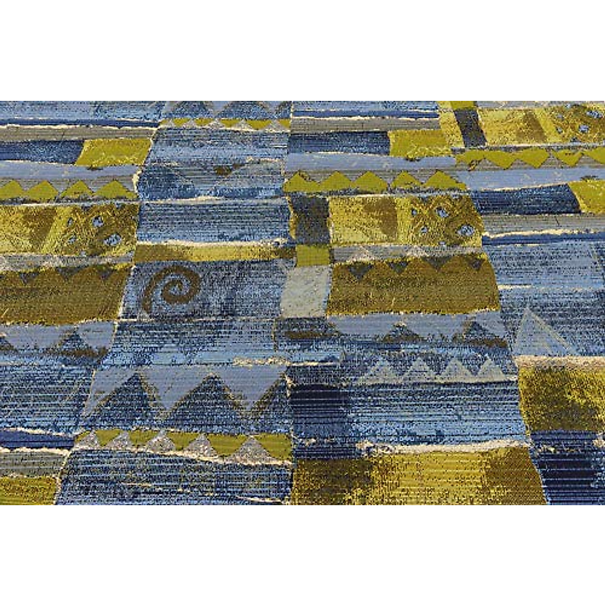 Unique Loom Outdoor Modern Collection Area Rug - Glyph (8' x 11' 4" Rectangle, Blue/ Beige)