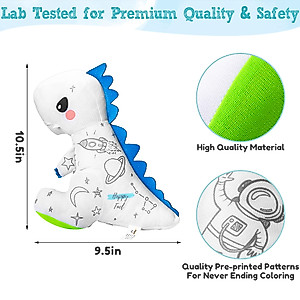 T-Rex Plush Dinosaur Coloring Book Gift Set, Arts and Crafts Soft DIY Washable Dino Doodle Doll Stuffed Animal Toy, Painting Craft Kit Toys, Play Dinosaur Gifts for Kids Boys and Girls Ages 3-5 5-7