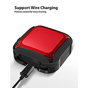 iMangoo for Beats Fit Pro Case Cover, Full-Body Protective Rugged Hard PC Soft TPU Armor Earbuds Case for Beats Fit Pro 2021 Headphones Accessories Charging Shell Protector with Carabiner Black/Red