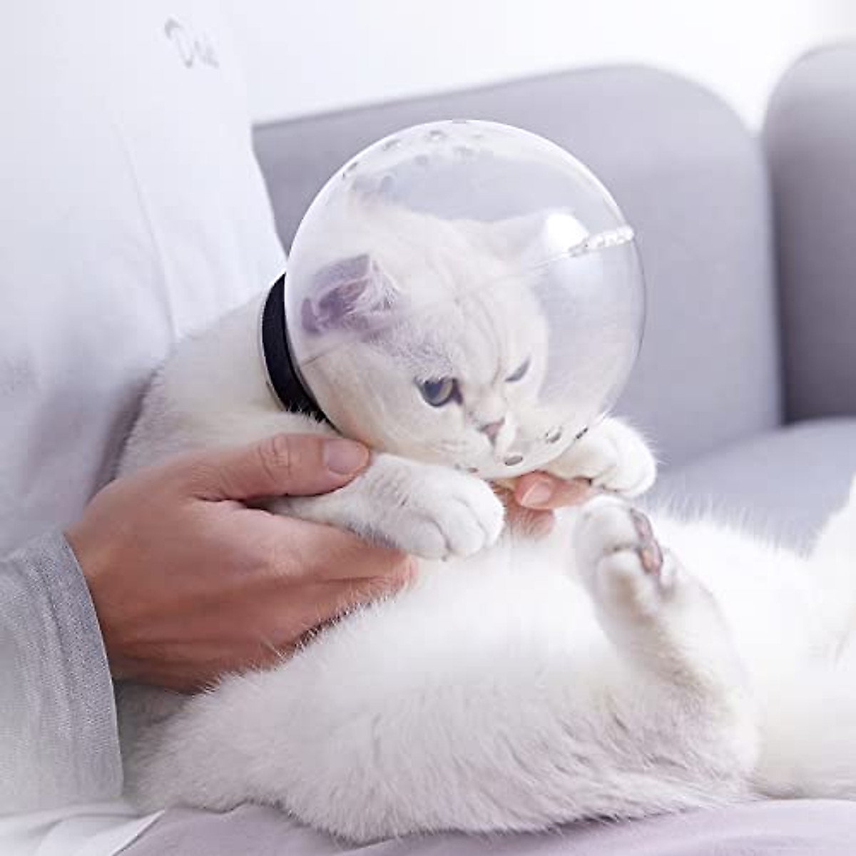 Augegel Cat Muzzle for Grooming,Bubble Muzzle and Boots for Nail Trimming,Cat Grooming Mask with Anti Bite,Cat Astronaut Helmet,Cat Breathable Muzzle and Silicone Paw Covers