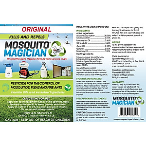 Mosquito Magician Liquid Concentrate - Kills Mosquitoes, Fleas, and Fire Ants - Use with Pump or Backpack Sprayers, Foggers, or Automatic Misting Machines - Ideal for Yards, Lawns, Patios - 1 Gallon