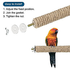 PATIKIL 1x6.7 Inch Bird Cage Perch, 2 Set Parrot Stand Paw Grinding Stick Rope Weaving Wooden Stand Cage Accessories for Parrot Parakeet Cockatiel