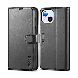 TUCCH Case for iPhone 14 Wallet Case 5G, [RFID Blocking] 4 Card Holder Stand [Shockproof TPU Interior Case] PU Leather Magnetic Protective Flip Cover Compatible with iPhone 14 6.1" 2022, Black