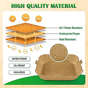 MOSFiATA Air Fryer Disposable Paper Liner- Square Non-Stick Parchment Paper Liners, Oil-proof, Water-proof Cooking Baking Roasting Filter Paper for Air Fryers Basket, Microwave Oven (7.9 IN-120PCS)