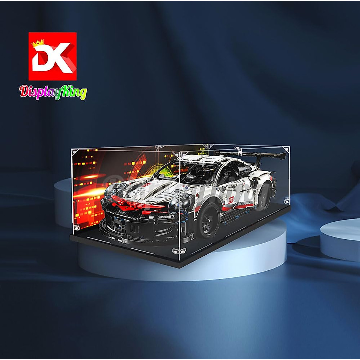 Acrylic Display case with Screw for Lego Porsche 911 RSR 42096 (Lego Set is not Included) (with Theme Background) US Stock