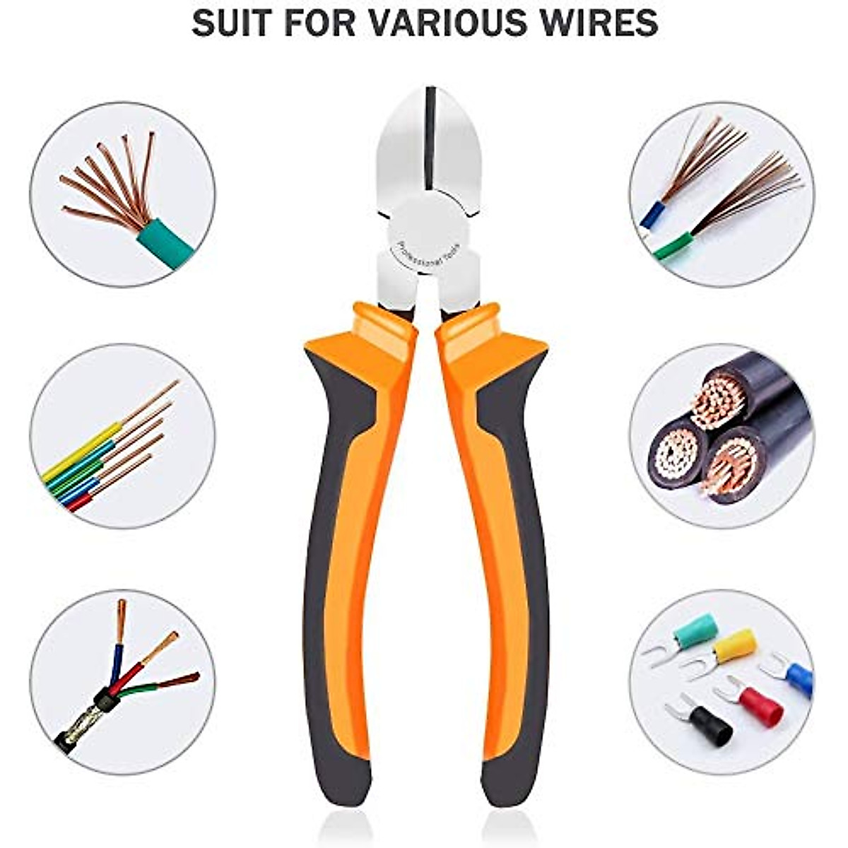 BOENFU Wire Cutter for Artificial Flowers and Crafts, Chicken Wire Cutters Heavy Duty Diagonal Cutting Pliers Faux Flowers Wire Clippers, Orange, 6 in