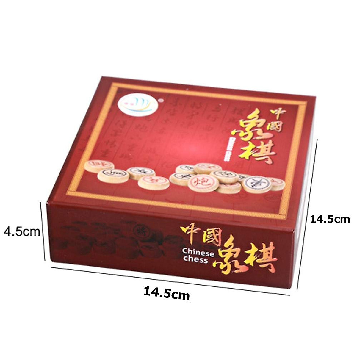 GoodPlay Beechwood Chinese Chess Set Xiangqi Travel Games Sets with Leather Chessboard in a Hard Paper Box