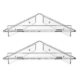 Richboom Clear Acrylic Corner Shelf, 2 Pack Wall Mounted Bathroom Shower Shelf Floating Shelf for Bedroom Living Room Kitchen Office, Soap and Shampoo Holder Organizer