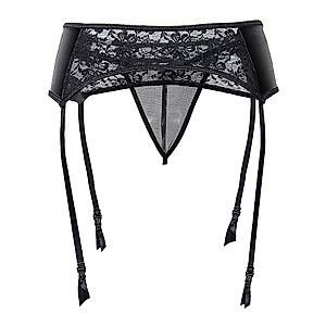 comeondear Women Plus Size Garter Belt Set with G-string Lace Panties Lingerie
