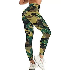 MACTHPK Women's Butt Lifting Workout Leggings Yoga Leggings Active Full Running Yoga Pants Fold Over Waist Yoga Pants (Green, M)
