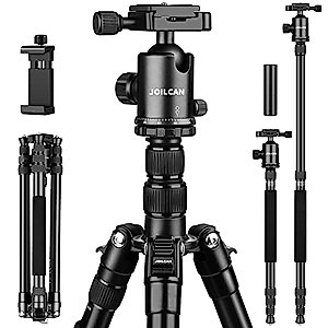 Camera Tripod, 80/84 inches Heavy Duty Tripod for Camera and Phone, 82" Camera Monopod Tripod, DSLR Binoculars Spotting Scope Camcorders Video Tripod Stand, 360 Degree Ball Head, 35 lbs Loads