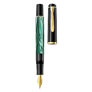 Pelikan Souverän M200 Fountain Pen, Medium Nib, Green Marble, 1 Each (994103)