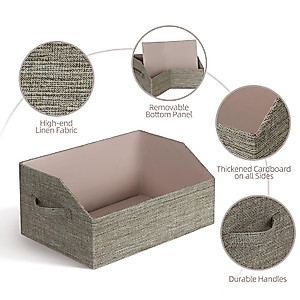 ORGMASTER Closet Organizer Bins, Fabric Storage Bins Foldable Storage Box Shelf Baskets Container Trapezoid Storage Bin for Organizing Home Office Shelves Wardrobe RV, 4 Pack, Coffee