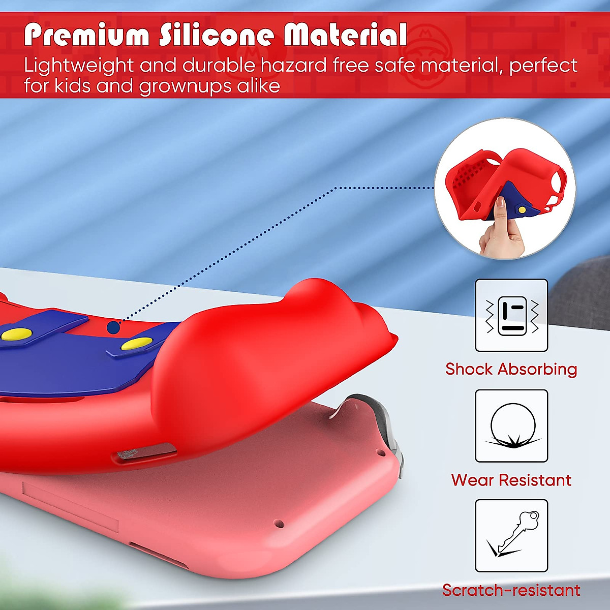 KENOBEE Silicone Case Compatible with Nintendo Switch Lite 2019, Soft Lightweight Ergonomic Grip Protective Cover with Shock-Absorption and Anti-Scratch Design for Switch Lite Console, Red