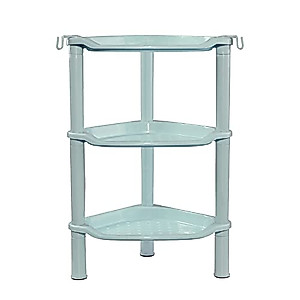 3 Tier Shower Caddy Organizer Shelf Corner, 13.5 x 10 x 26 Inches, Rustproof, Plastic Shower Rack Stands for Inside Bathroom, Bathtub, Shower pan, Blue (Round Slot Blue 3 Tier)