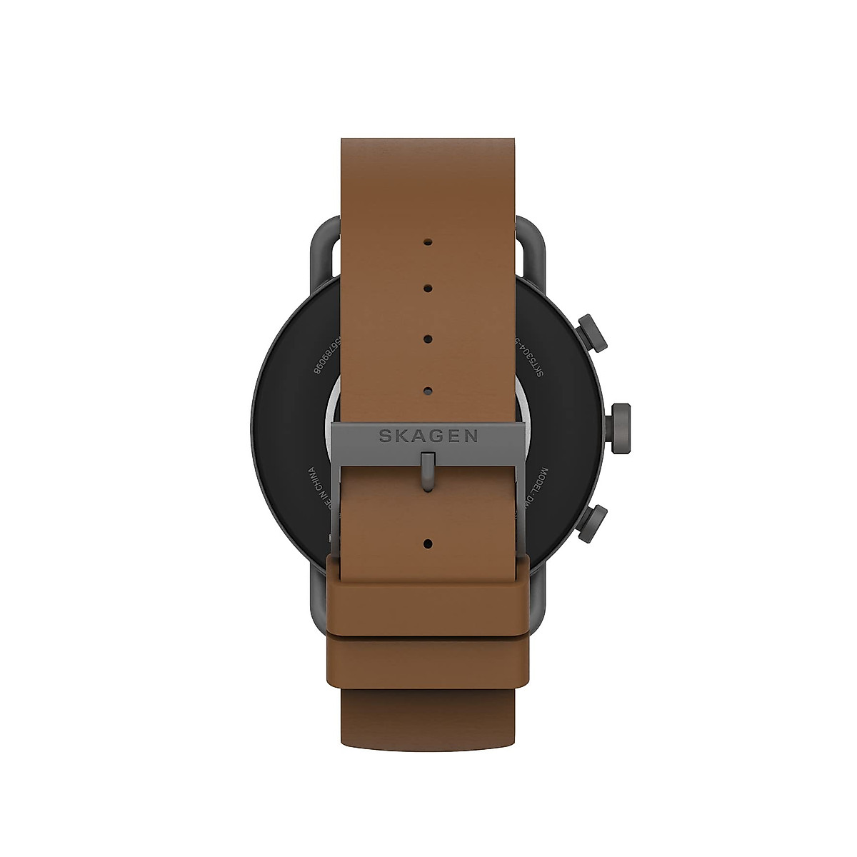 Skagen Falster Men's Gen 6 Stainless Steel Smartwatch Powered with Wear OS by Google with Speaker, Heart Rate, GPS, NFC, and Smartphone Notifications, Color: Smoke/Tan (Model: SKT5304V)