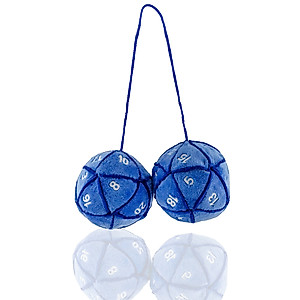 Toy Vault 20-Sided Plush Dice Danglers for Car Mirror (Blue); Hanging Dice Decor for Auto Rearview Mirror