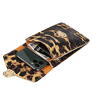 Women Leopard Print Cellphone Touch Screen Crossbody Bag Shoulder Pouch for iPhone 14 Pro iPhone 13 12 Pro 11 Pro Max iPhone X XR XS Max Google Pixle 7 6 5a 4a 5G