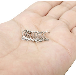FIBO STEEL 20G Nose Rings Studs for Women 316L Surgical Steel Screw Nose Studs Nose Piercings Jewelry CZ Inlaid 1.5MM 2MM 2.5MM 3MM 3.5MM 10Pcs Silver