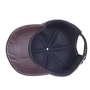 DID Men's Genuine soft lambskin Leather Baseball hats driving Adjustable Caps brown