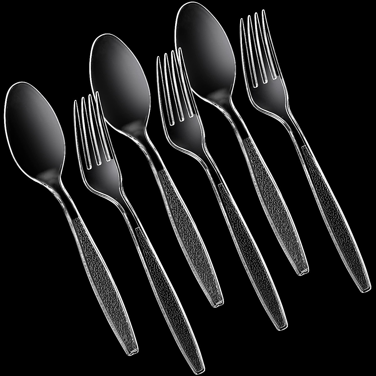 Clear Plastic Cutlery Set - (Bulk Pack 360 Pcs) Disposable Plastic Utensils Heavy Duty, 180 Plastic Forks and 180 Spoons, Silverware Sets for Party Supplies, Dinners, Take-Out, Catering, Food Services