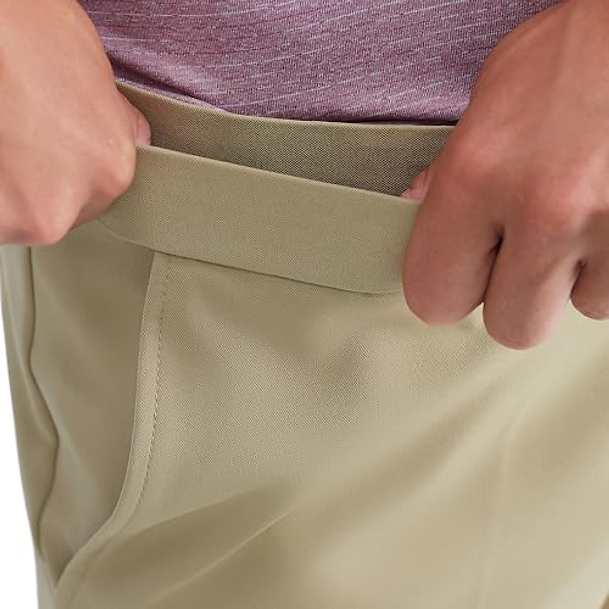 Haggar Mens Cool 18 Pro Straight Fit 4-way Stretch Expandable Waist With Big & Tall Sizes Flat Front Shorts, Khaki Classic, 40 US