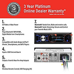 BOSS Audio Systems 632UAB Multimedia Car Stereo - Single Din, Bluetooth Audio and Hands-Free Calling, Built-in Microphone, MP3 Player, USB Port, AUX Input, AM/FM Radio Receiver, Detachable Front Panel