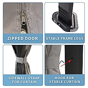 GARTOO 10' x 12' Patio Hardtop Gazebo - Outdoor Metal Hard Top with Fully Enclosed Zip Curtain & Breathable Mesh, Galvanized Steel Top Gazebo for Garden, Lawn, Outdoor Party (Black)