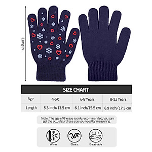 Cooraby 4 Pair Stretch Winter Kids Gloves Full Fingers Magic Gloves Winter Warm Student Knitted Gloves for Boys Girls Kids