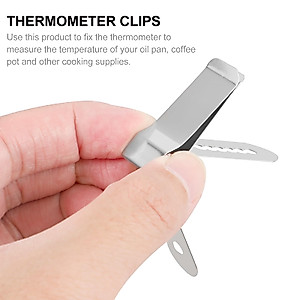 Hemoton 4Pcs Stainless Steel Thermometer Clip Food Grade Grill Thermometer Holder Probe Clamp Frame for Smoker Probes BBQ Ambient Temperature Readings of Oven