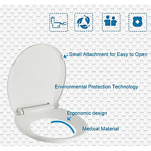 JINGZE Round Toilet Seat with Slow Close Standard Toilet Seat,Quiet Toilet Cover Seat Toilet Lid Durable Refused to Loosen Easy to Install & Clean,White